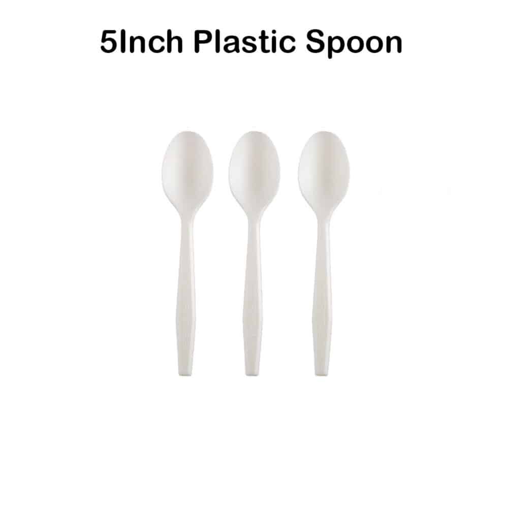 Disposable 5 Inch White Plastic Spoon 50Pcs/Pack | Sin Tat Toys