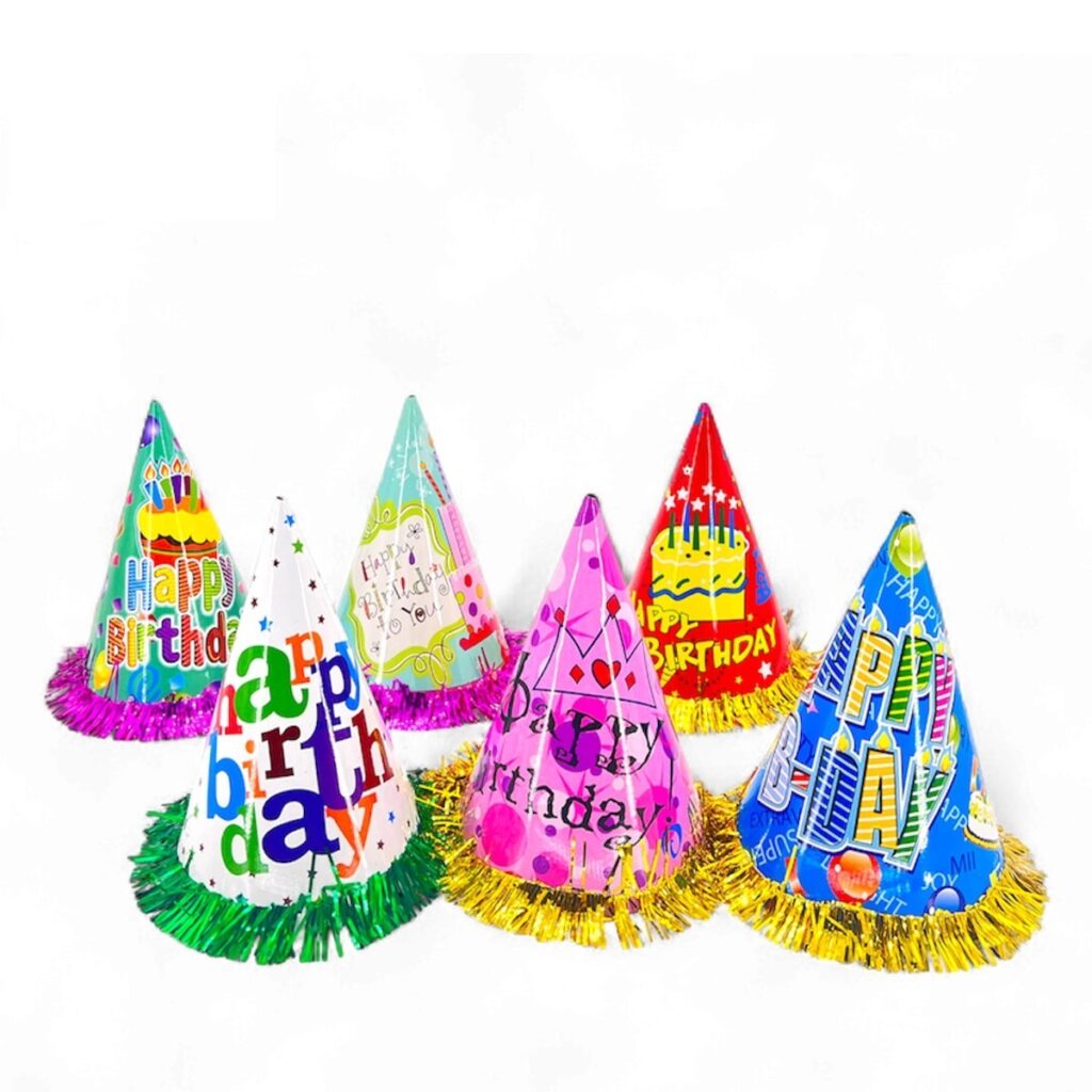 Happy Birthday Party Hat – Colourful Cone Design (Assorted) 12Pcs/Pack ...